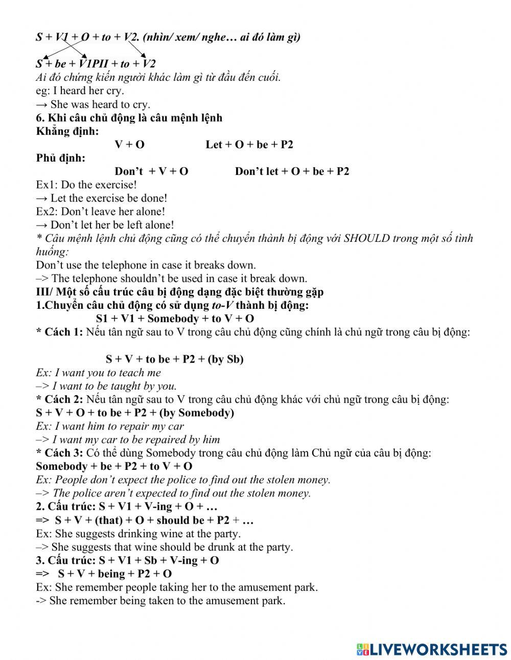 Ôn tập câu bị đ… | Free Interactive Worksheets | 1732951