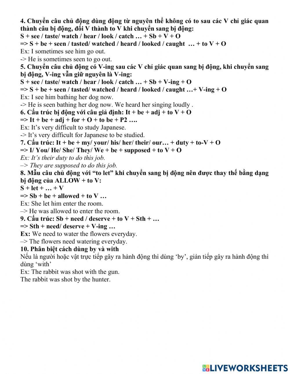 Ôn tập câu bị đ… | Free Interactive Worksheets | 1732951