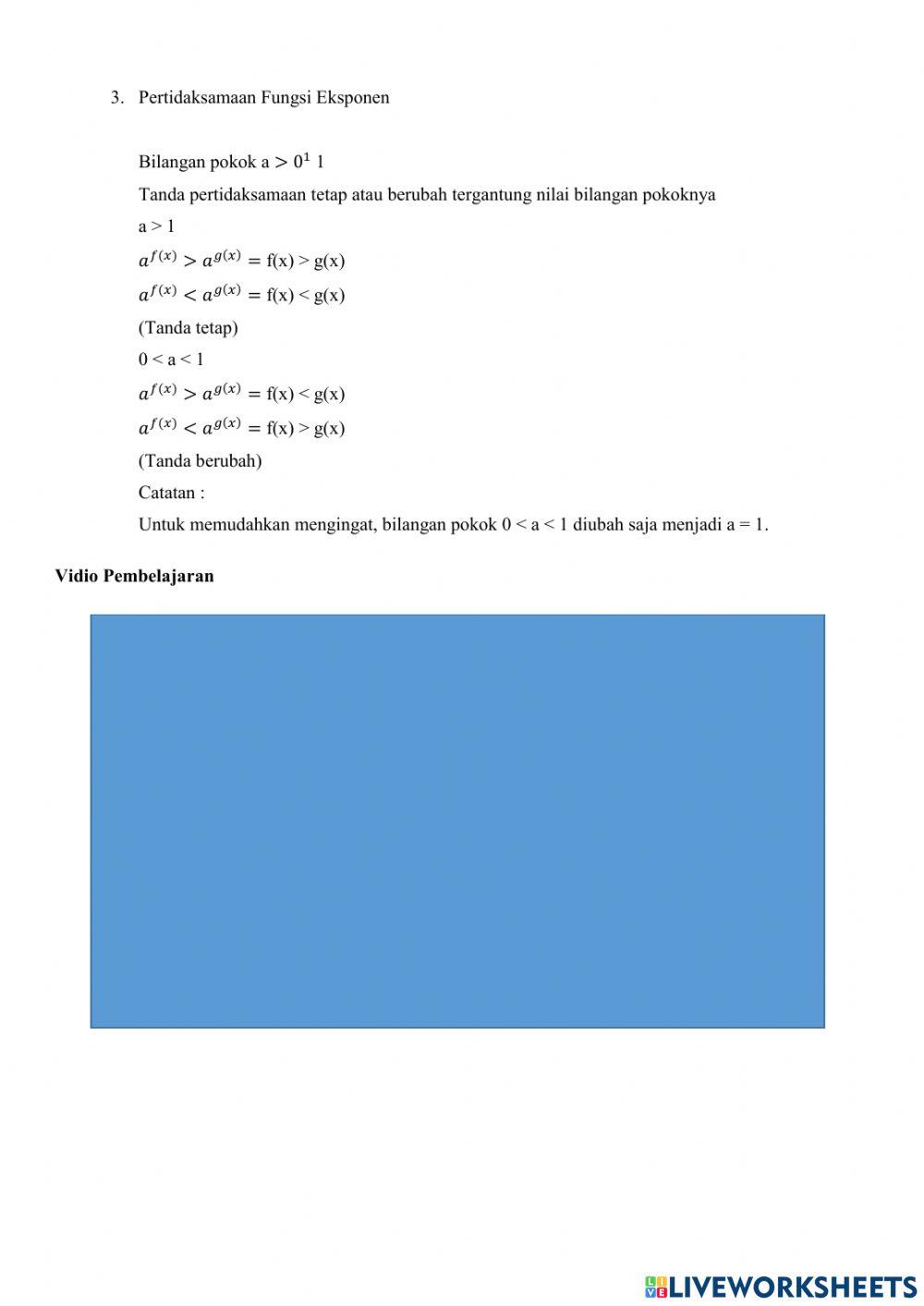 LKPD Fungsi Eksponen 1733001 | yuni06 | Live Worksheets