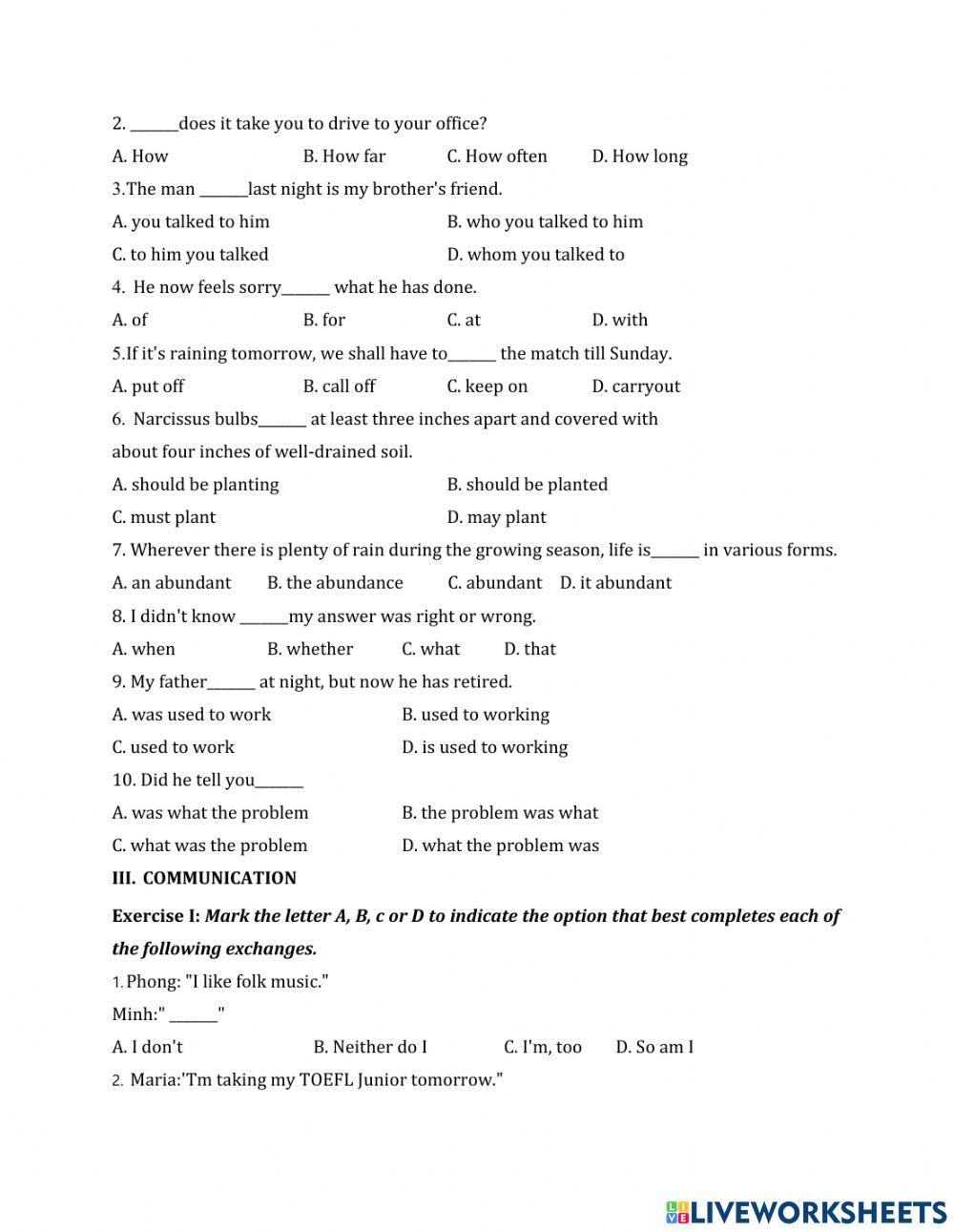 GR9.Revision (1st term). Part 3. worksheet | Live Worksheets