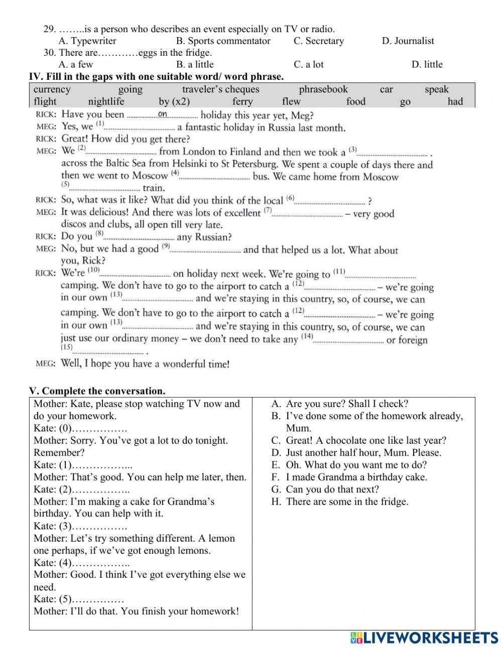 Grade 5- Mini test W22 online exercise for | Live Worksheets