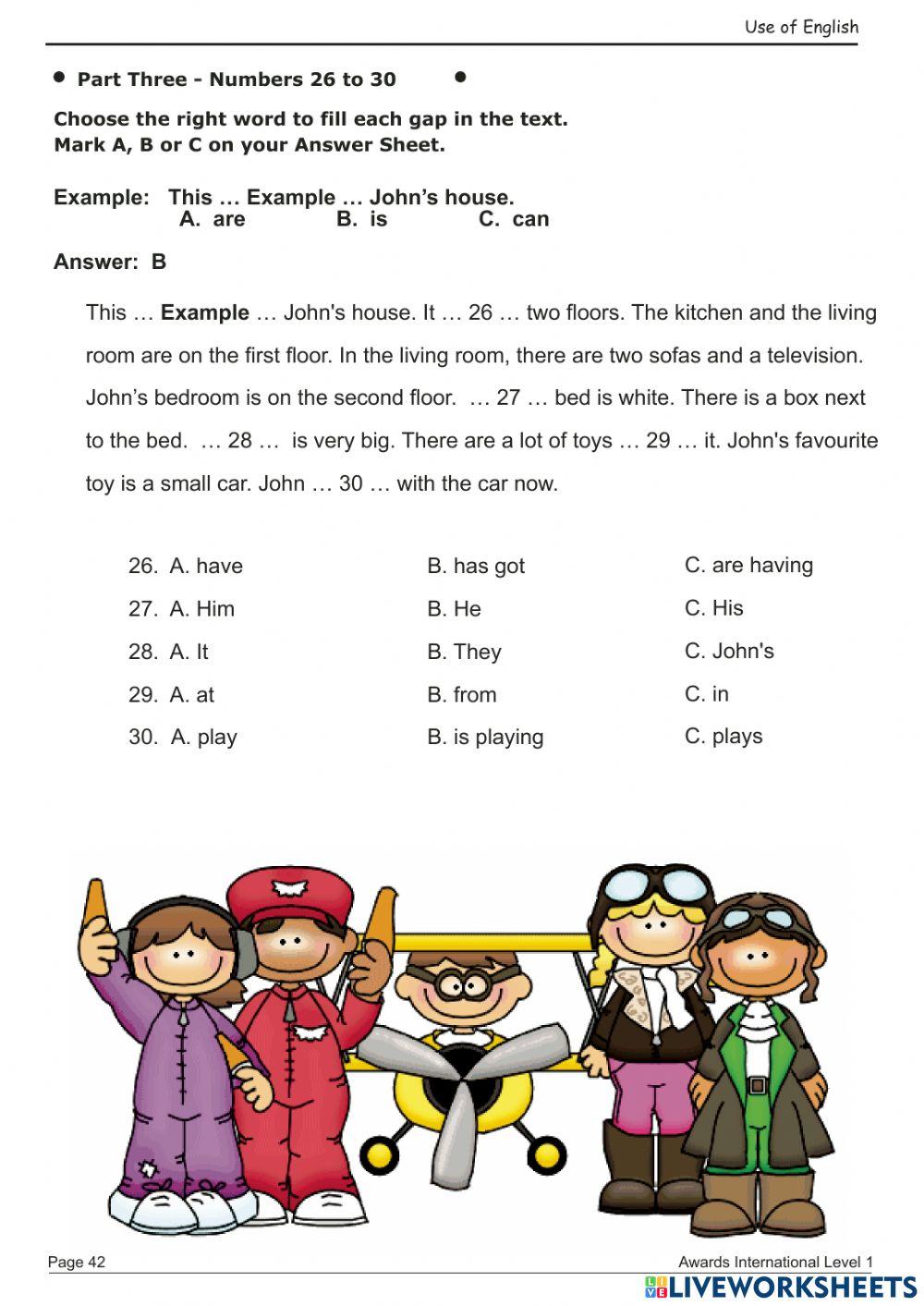 AWARDS LEVEL 1 2016 worksheet | Live Worksheets