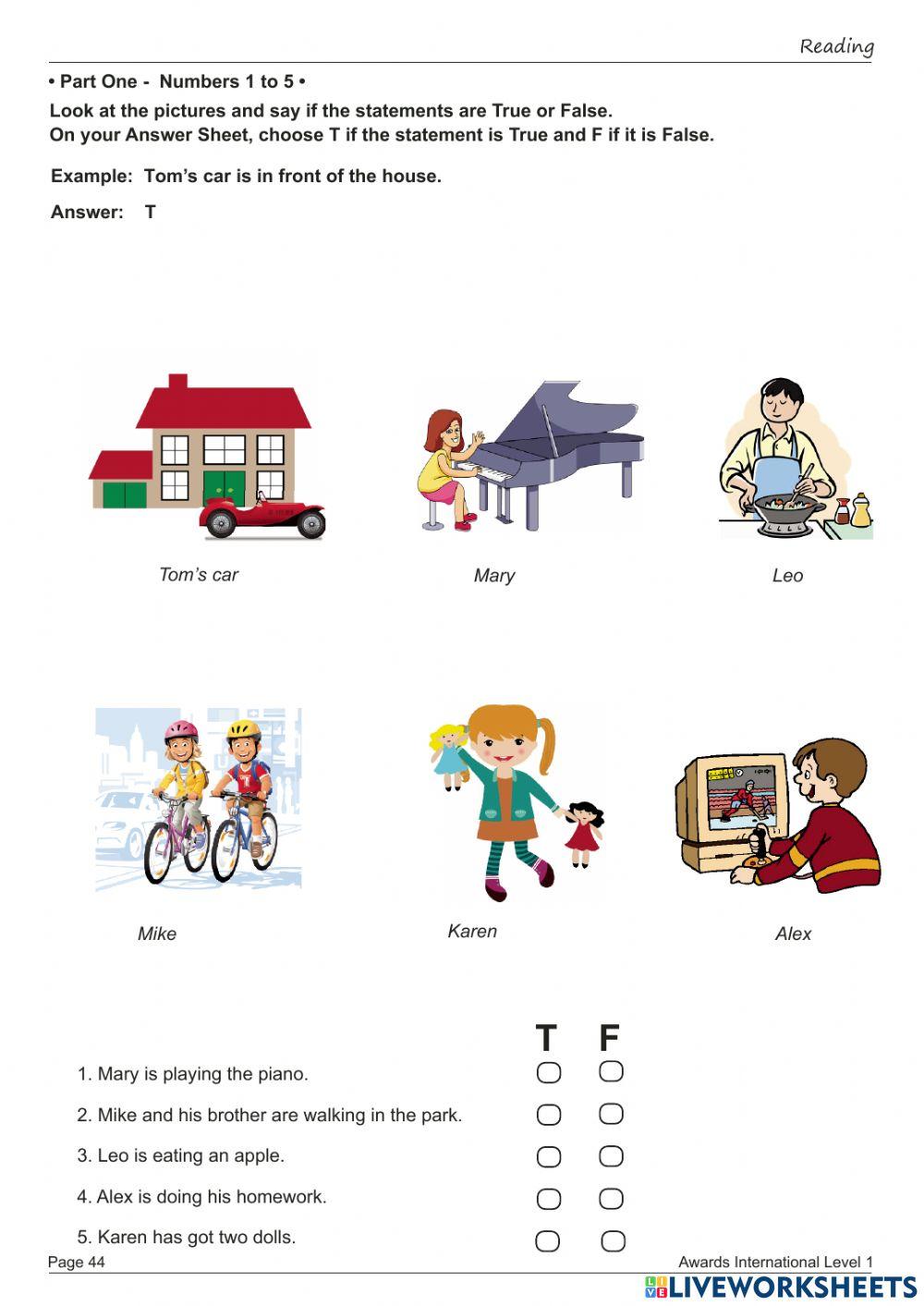 AWARDS LEVEL 1 2017 worksheet | Live Worksheets