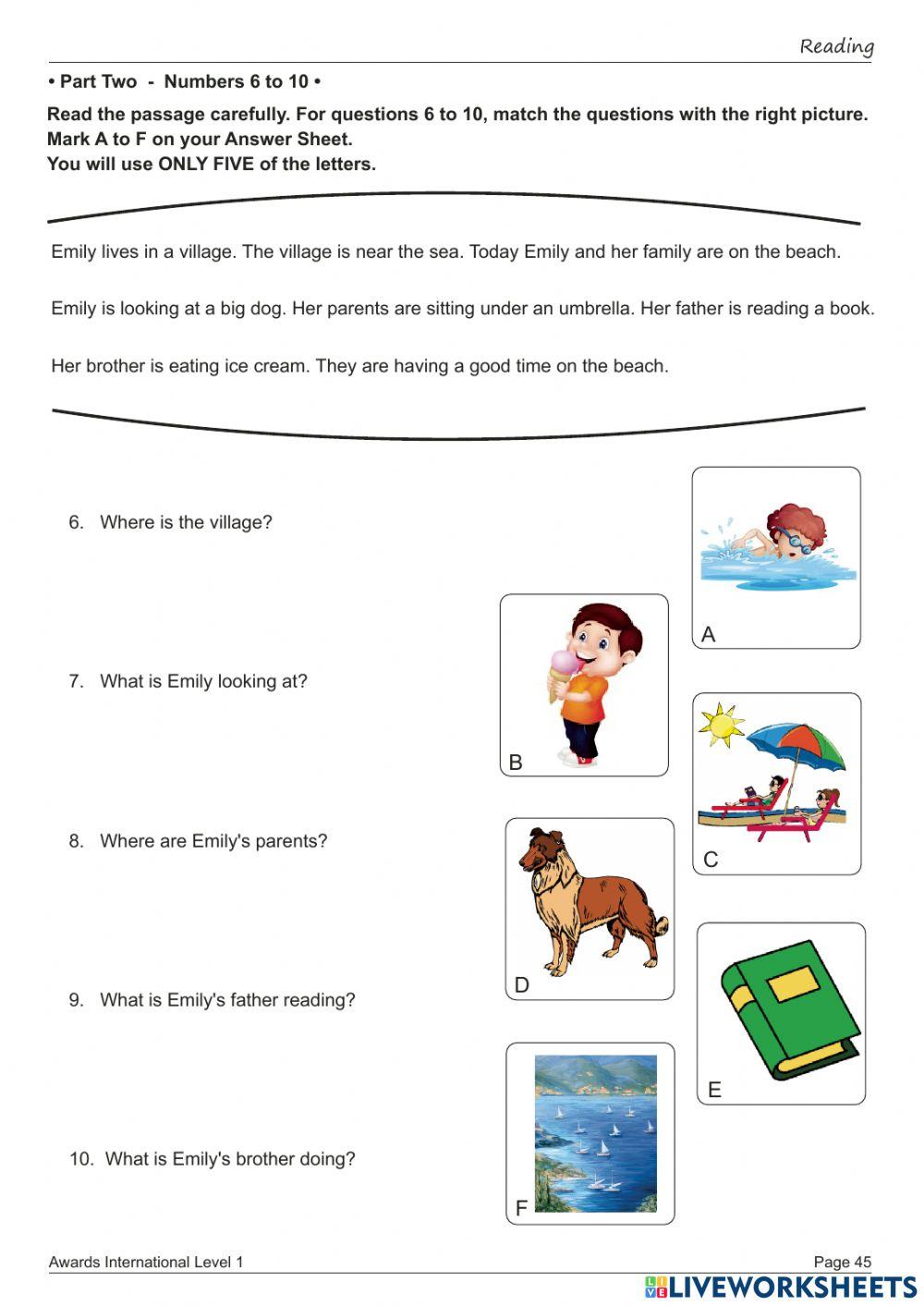 AWARDS LEVEL 1 2017 worksheet | Live Worksheets