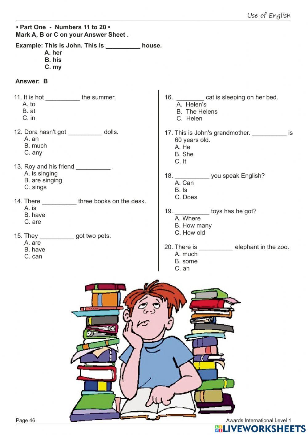 AWARDS LEVEL 1 2017 worksheet | Live Worksheets