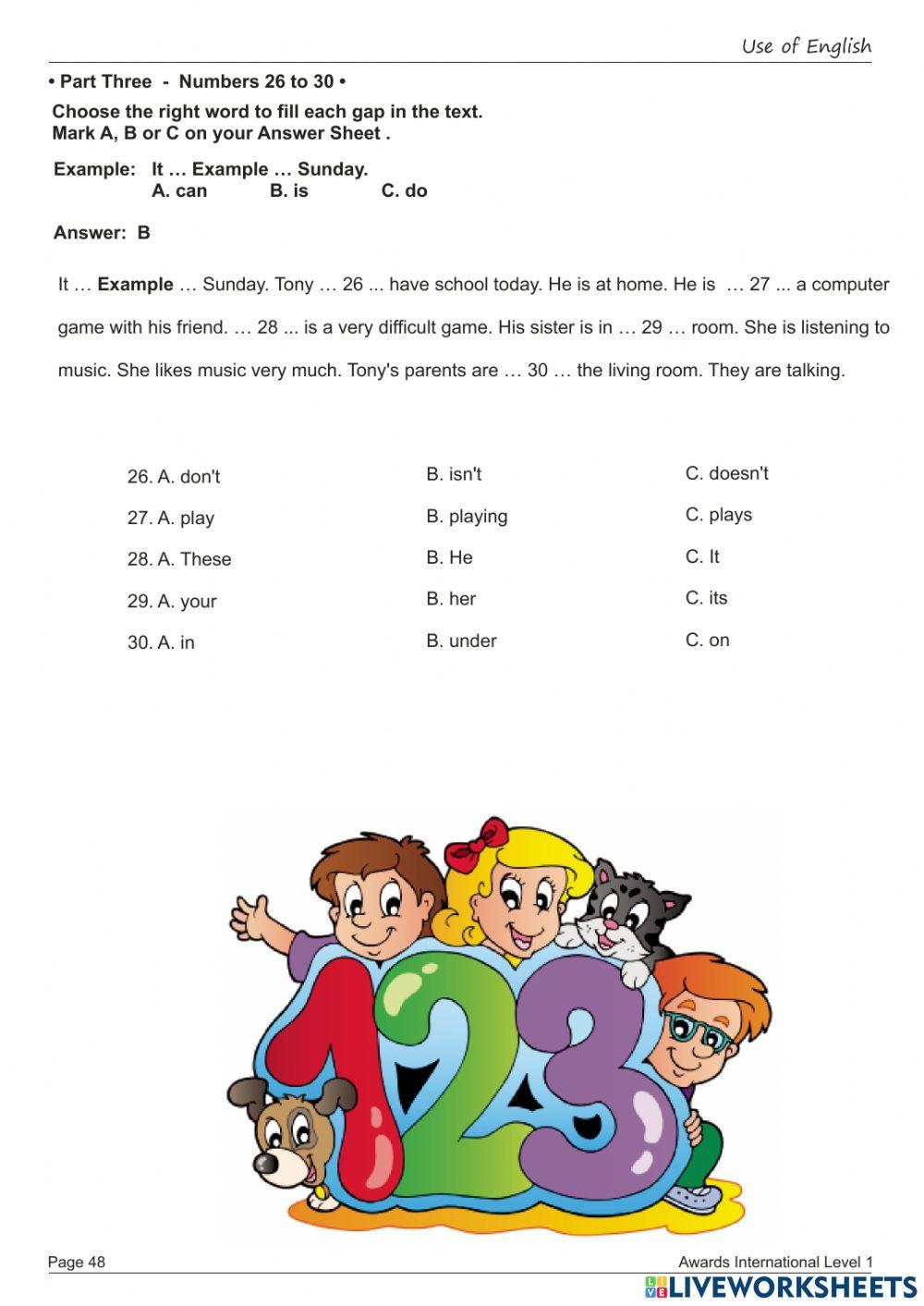 AWARDS LEVEL 1 2017 2815 | Missmary | Live Worksheets