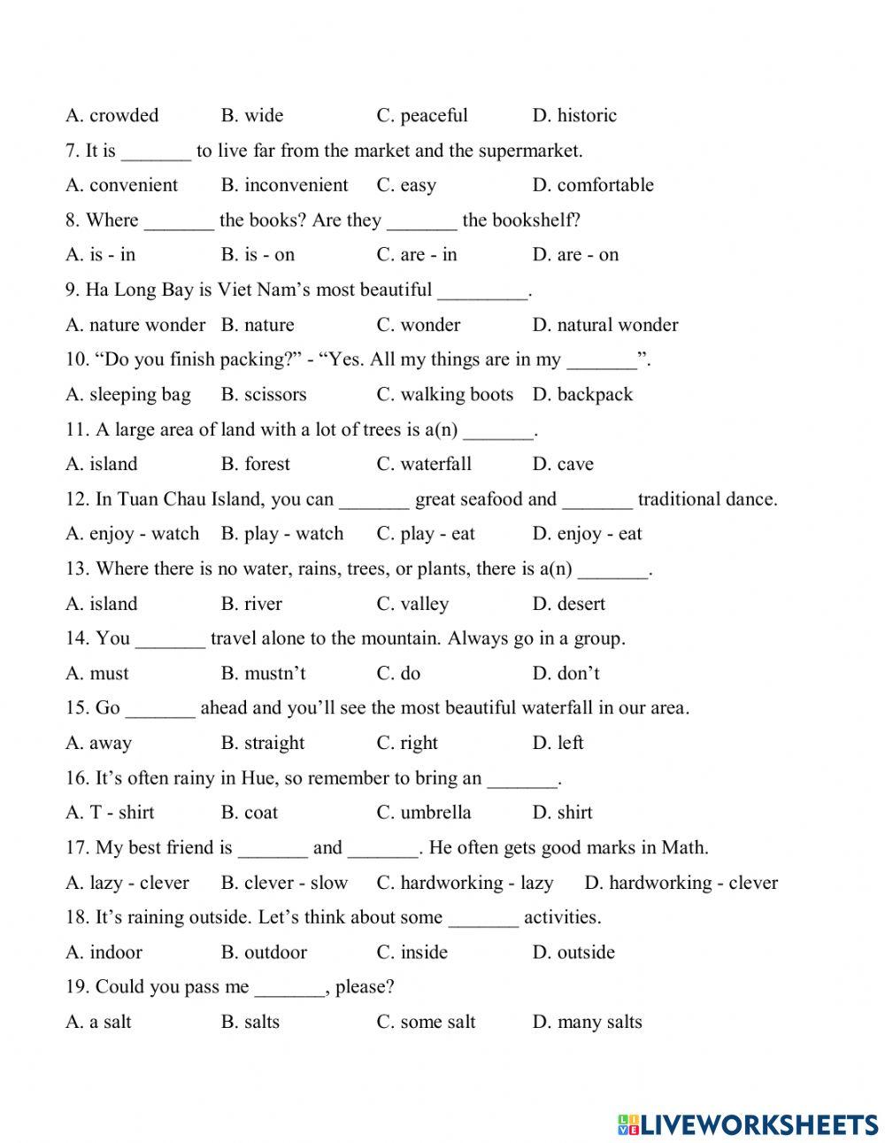 Grade 6 revision for test worksheet | Live Worksheets