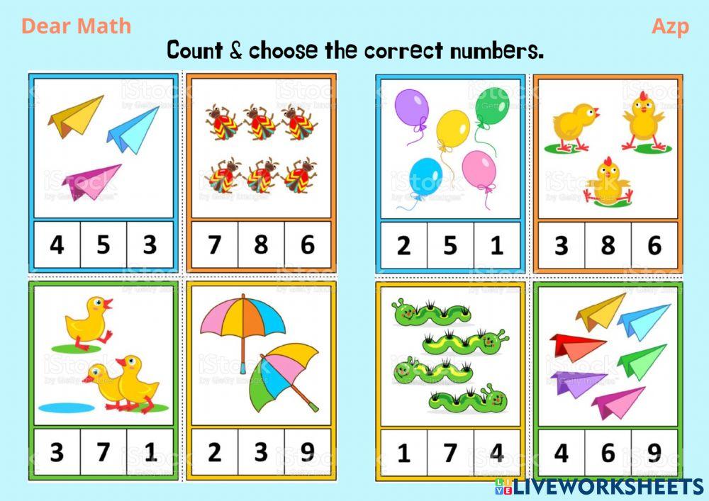 Counting from 1 to 10 exercise | Live Worksheets