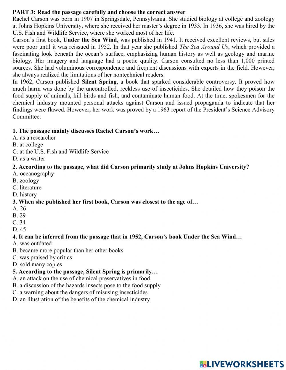 B1 - Review Reading 91113 worksheet | Live Worksheets