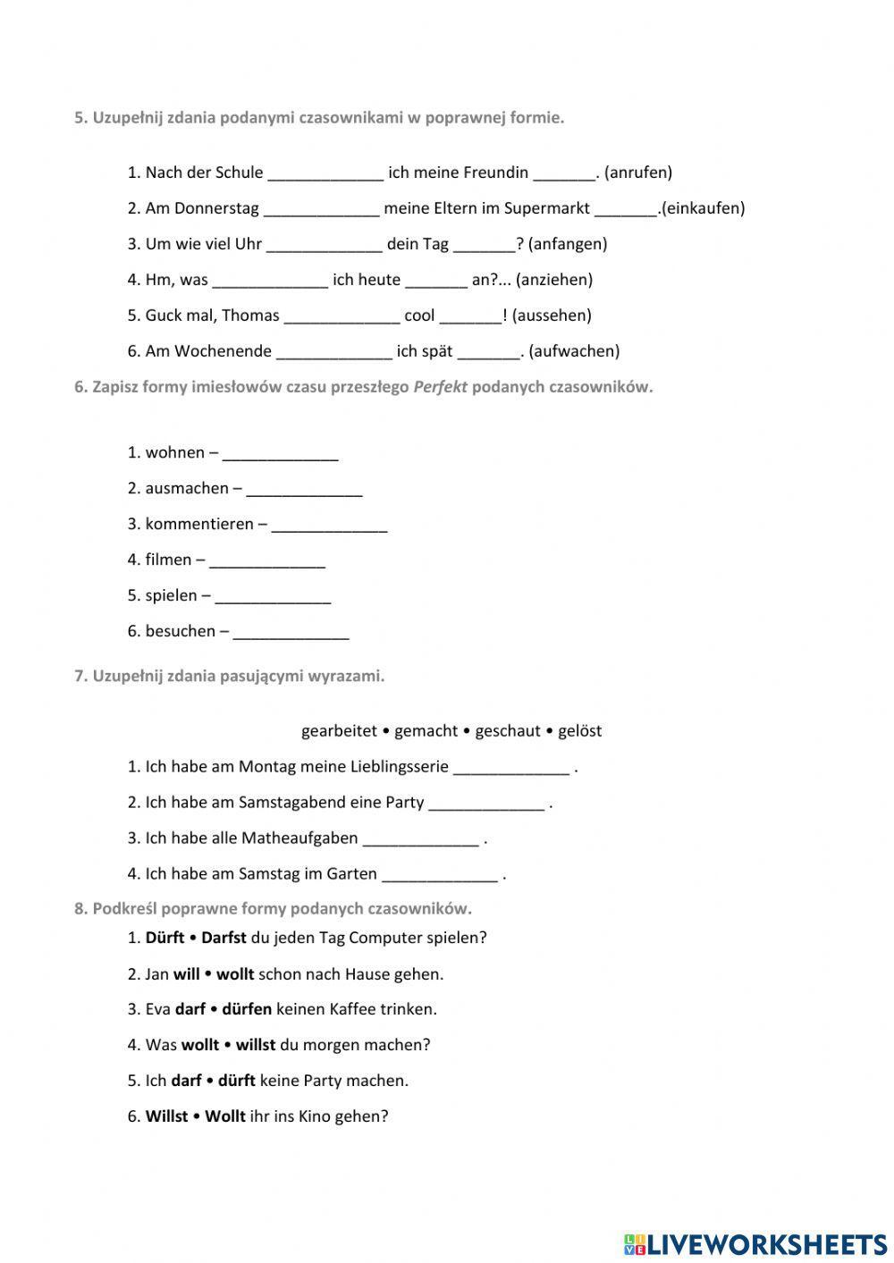 SPRAWDZIAN - Ka… | Free Interactive Worksheets | 5263516