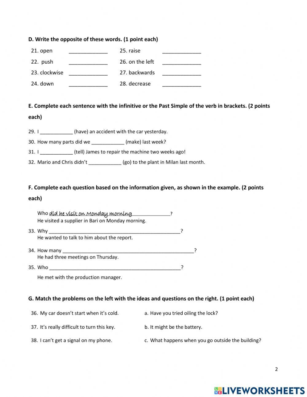 ECIPA: HTC Pre-Intermediate Verifica Finale 2021 online exercise for ...