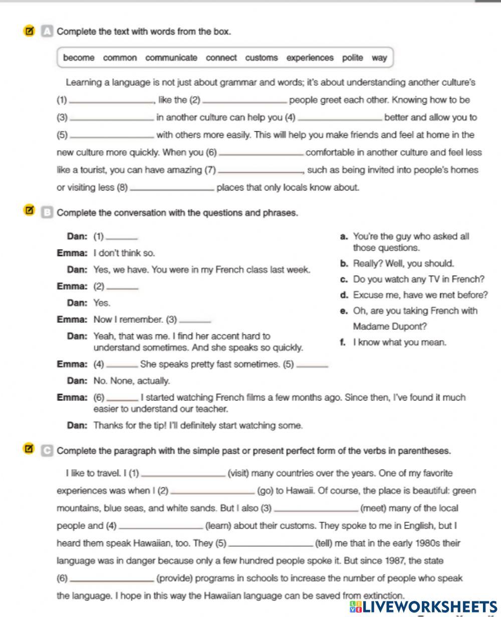 W1u2g interactive worksheet | Live Worksheets