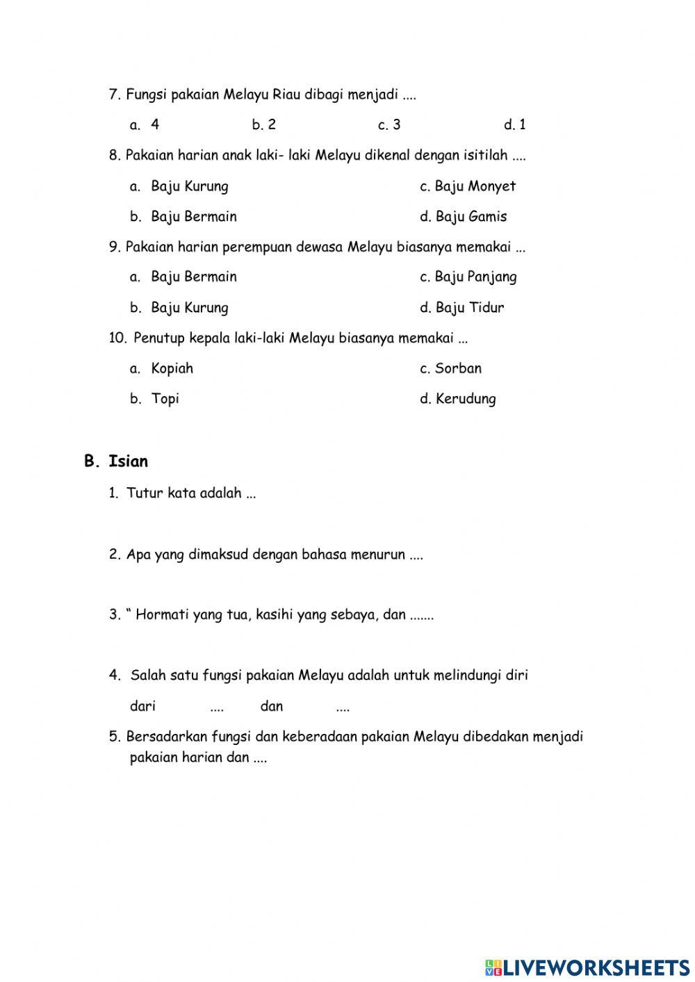 Pas 1 bmr p4 worksheet | Live Worksheets