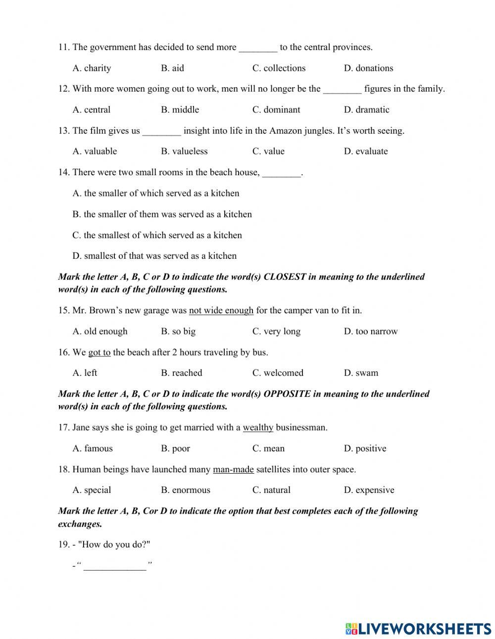 Practice 01 worksheet | Live Worksheets