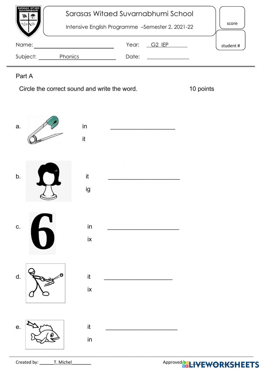 Phonics online exercise for 2 | Live Worksheets