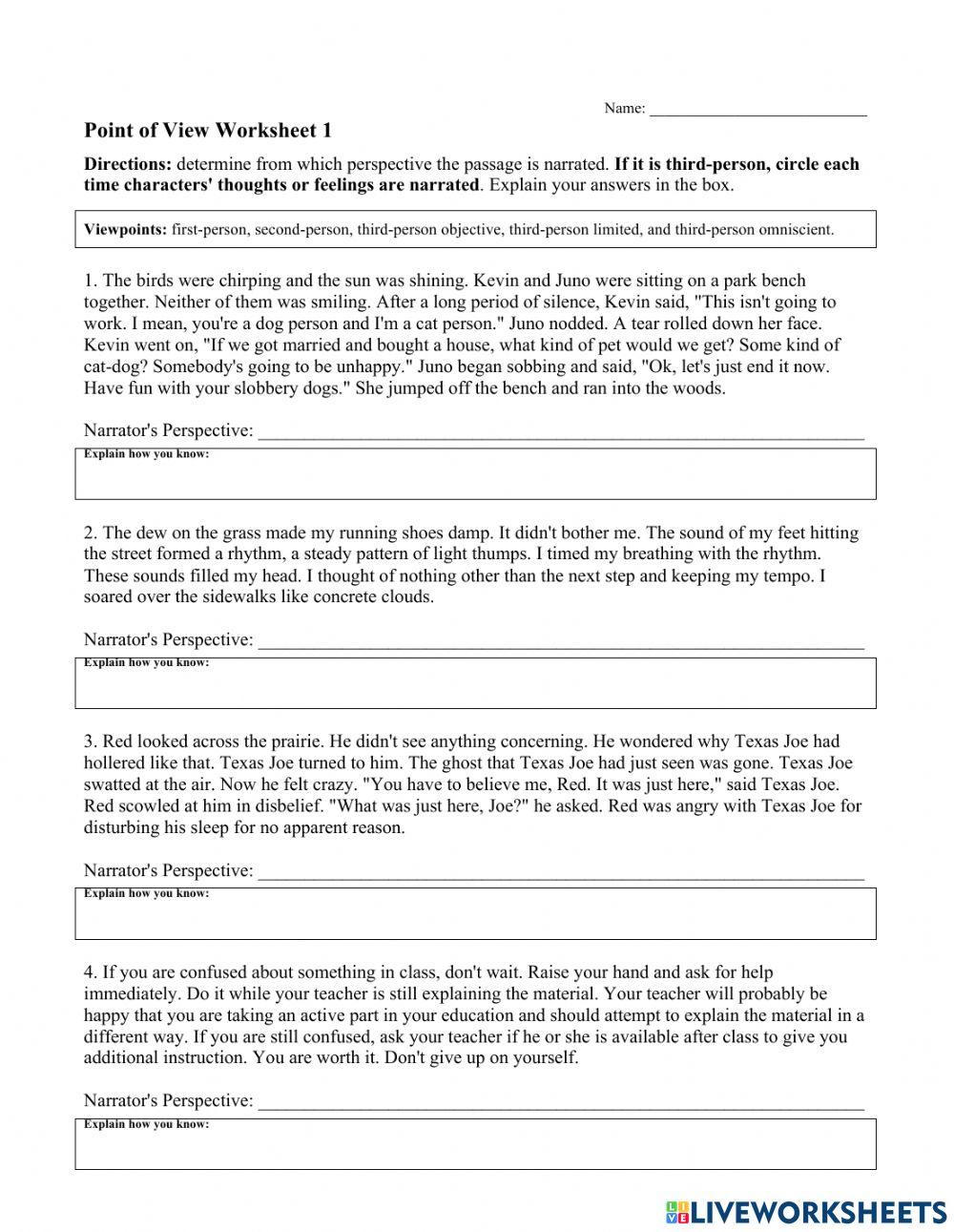 5263787 | Point of view | thompsonmk | LiveWorksheets