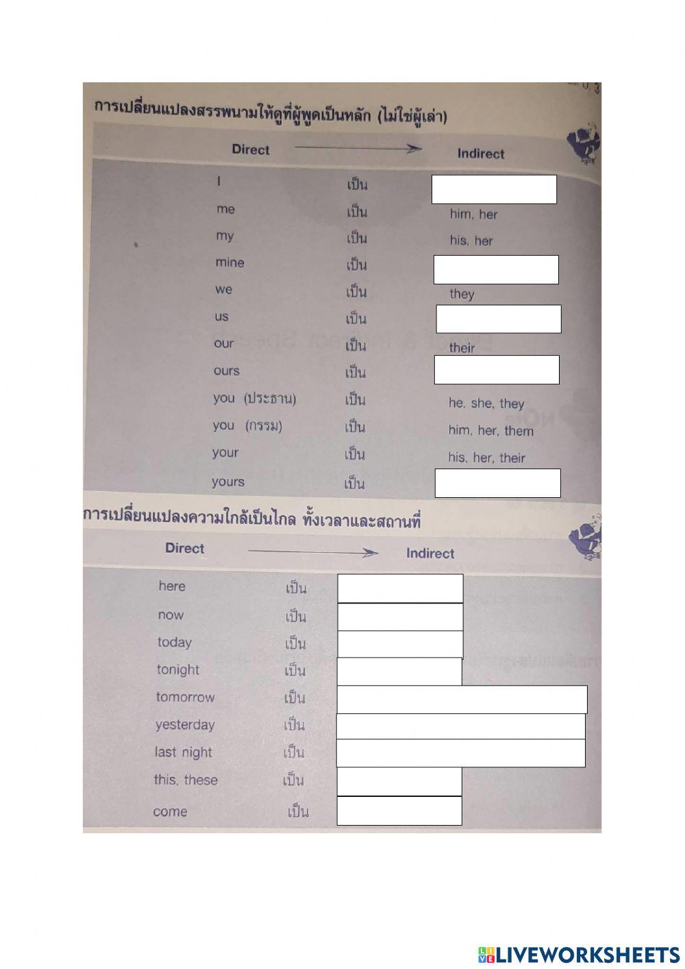 Direct indirect Speech online exercise for | Live Worksheets