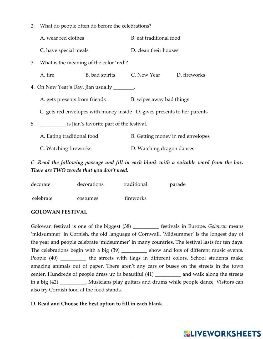 G6- Revision 1st semester worksheet | Live Worksheets