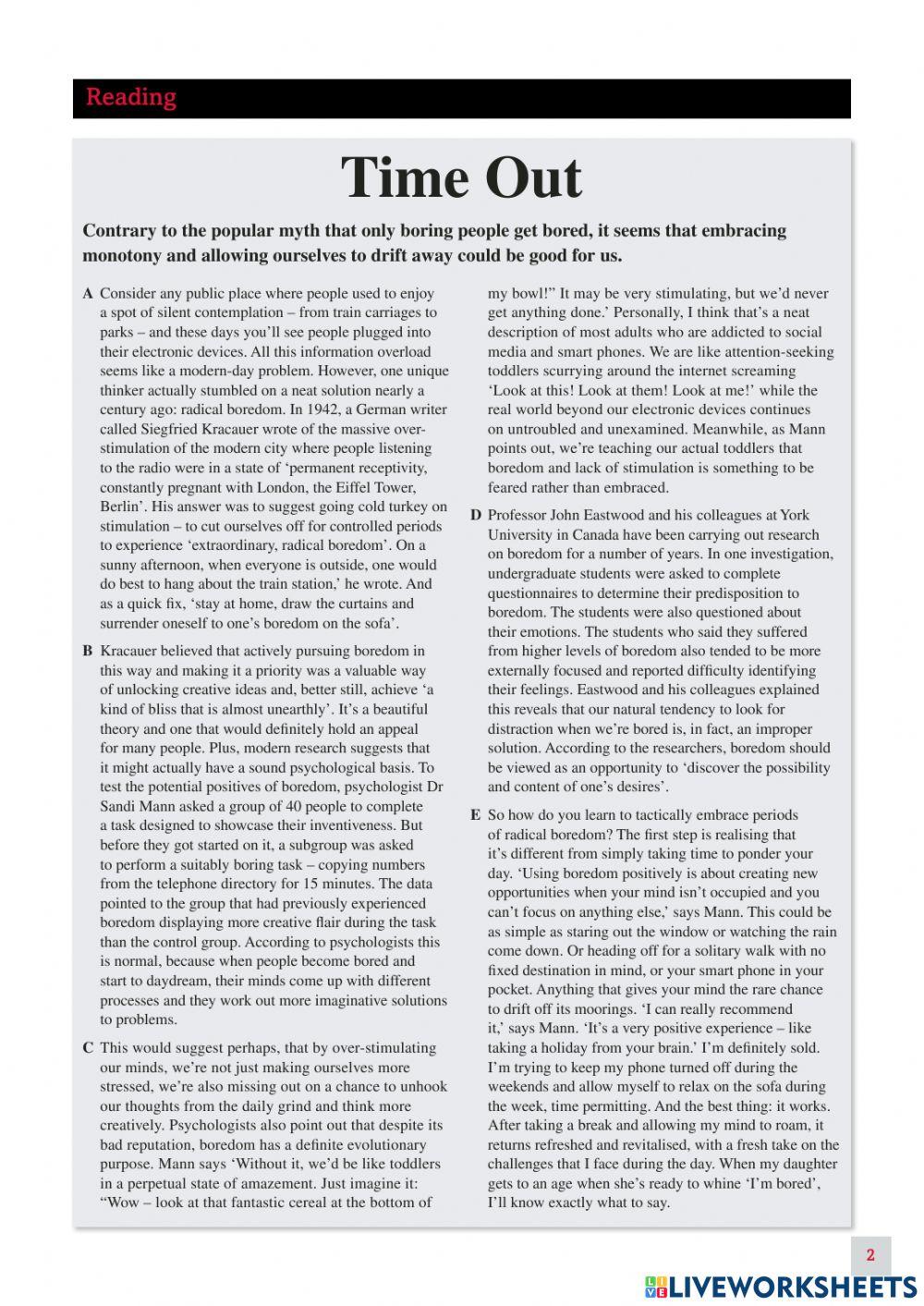 Day 2 Reading 2 worksheet | Live Worksheets