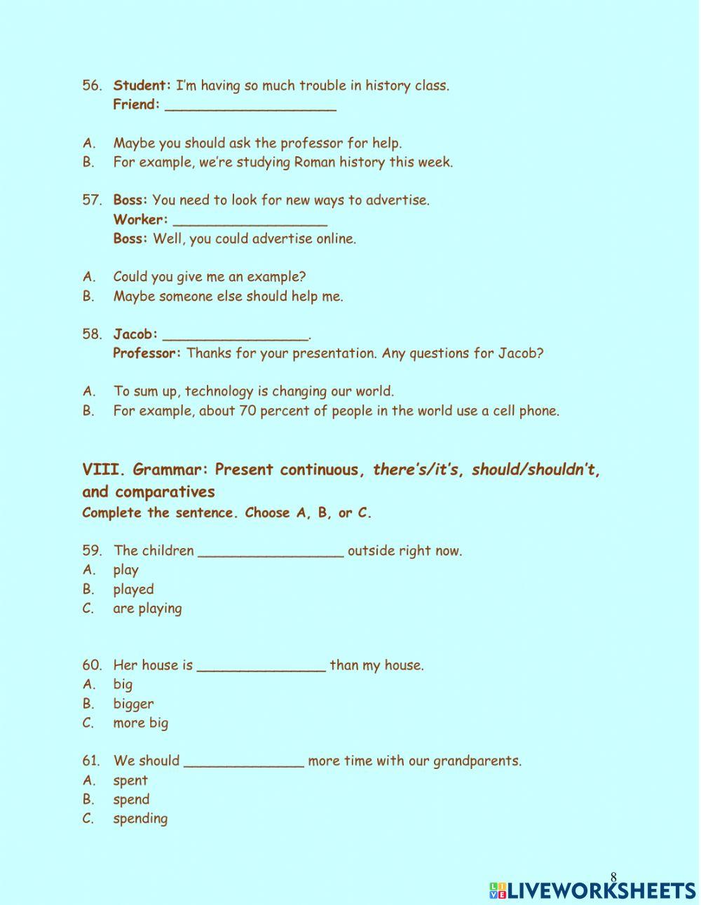 Ls bk - 2 unit 1 - 4 revision worksheet | Live Worksheets