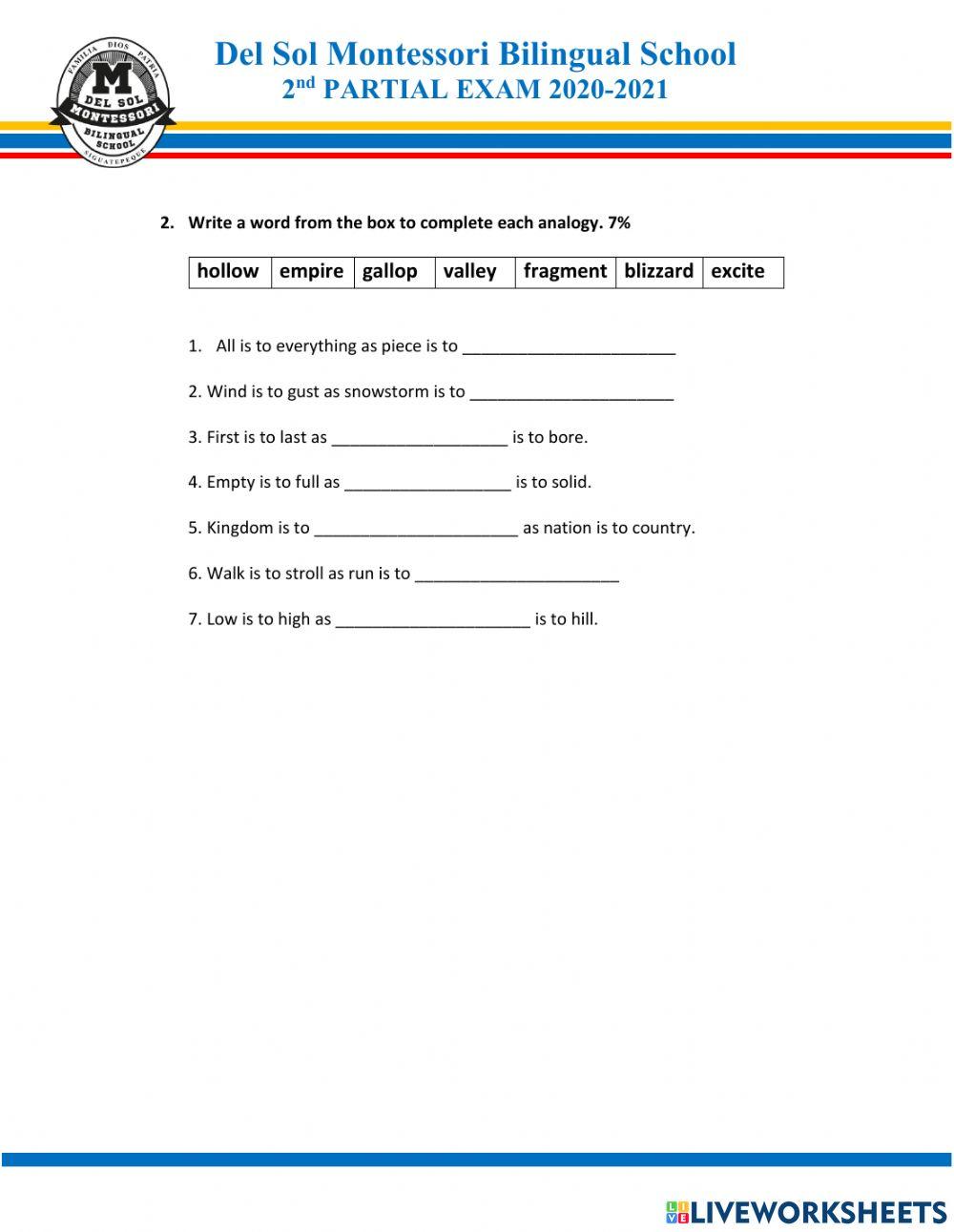 Spellig Exam 5th worksheet | Live Worksheets