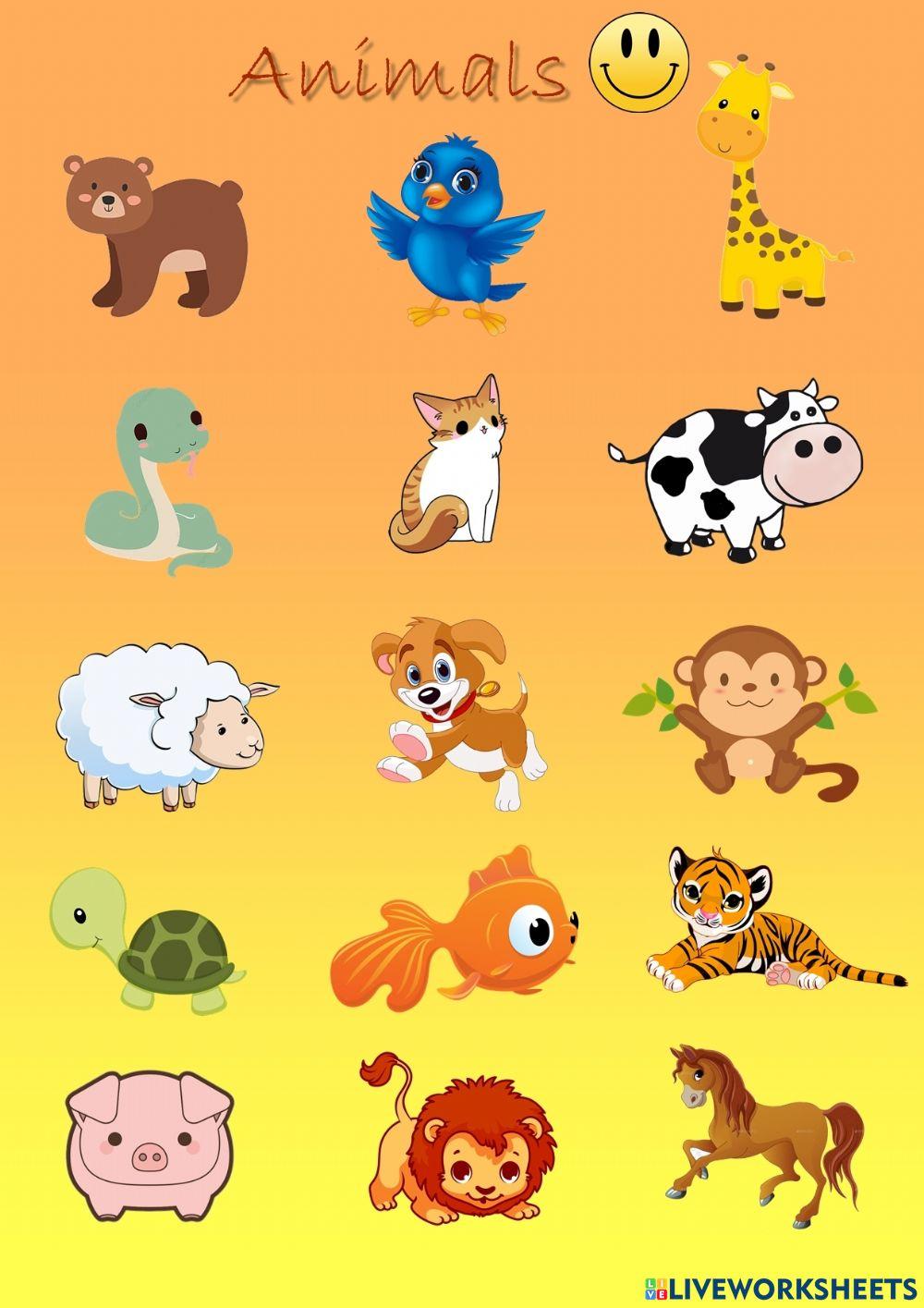 Animals online exercise for A1 | Live Worksheets