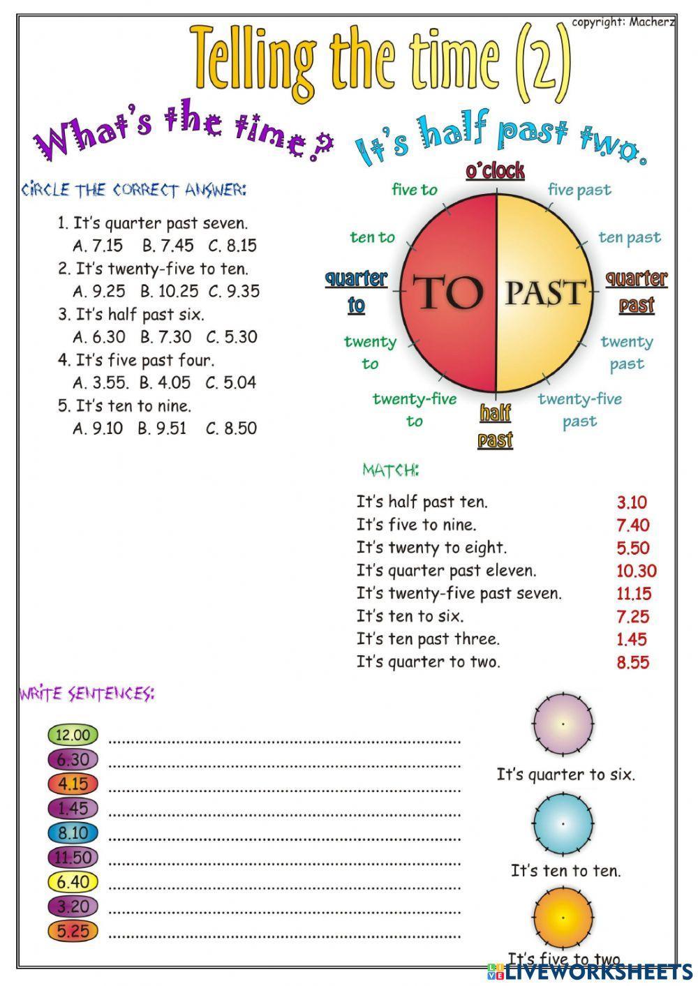 1736102 Telling Time Kimquynh Liveworksheets