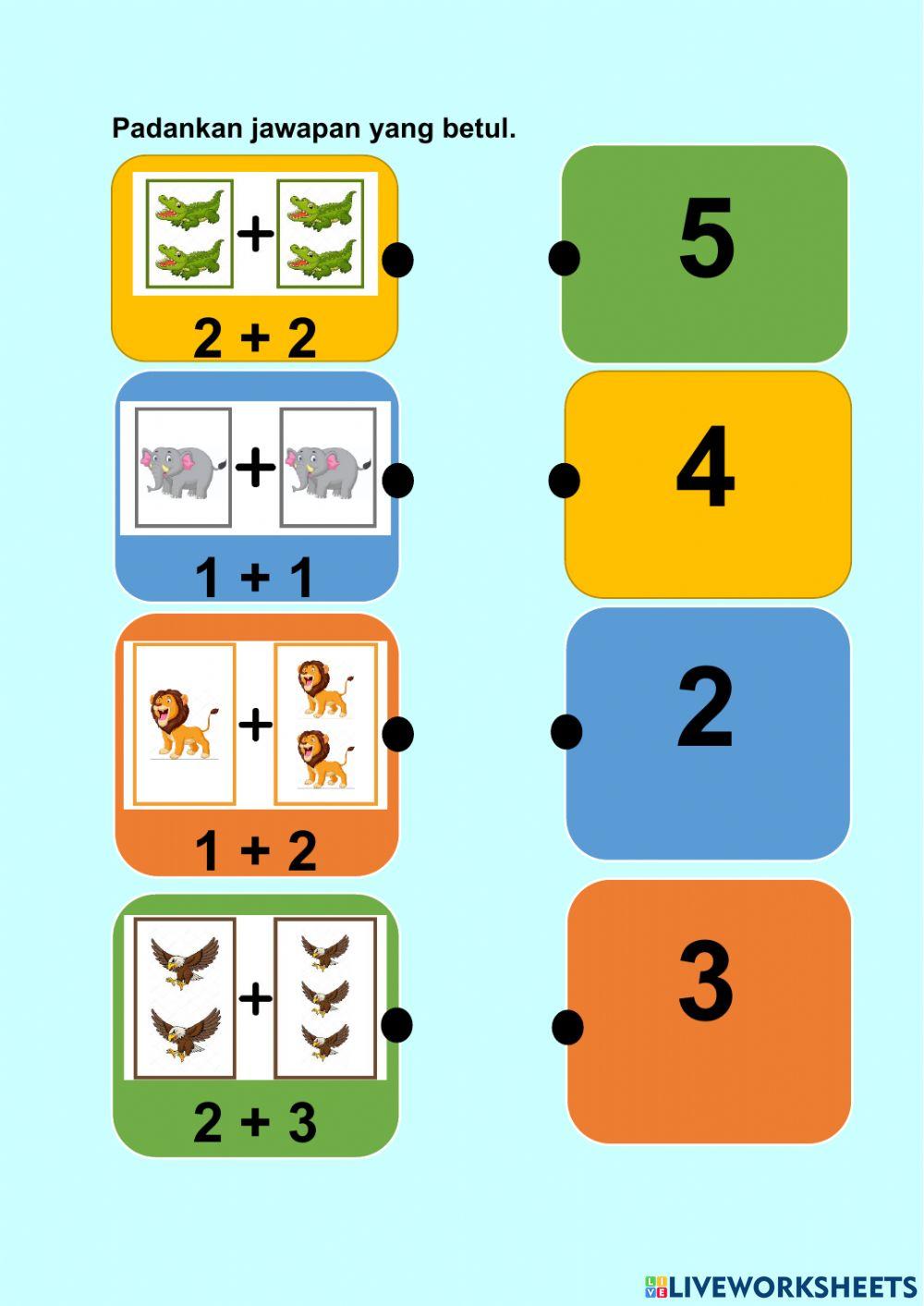 Operasi tambah mudah worksheet | Live Worksheets