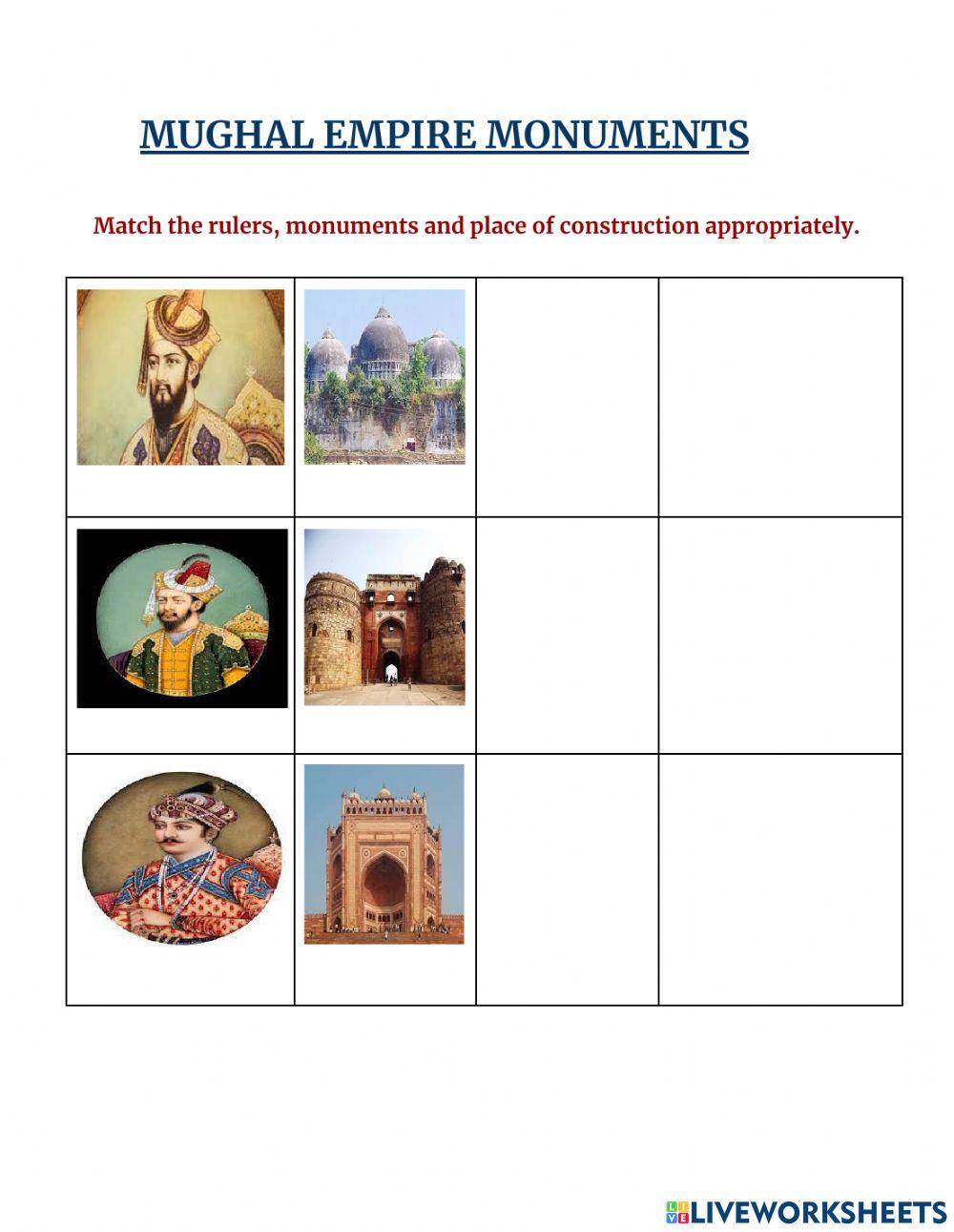 Mughal Monument History online exercise for | Live Worksheets