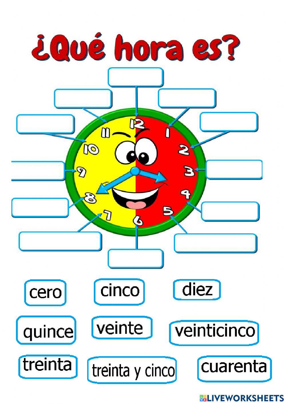 La Hora Y Minutos Worksheet Live Worksheets