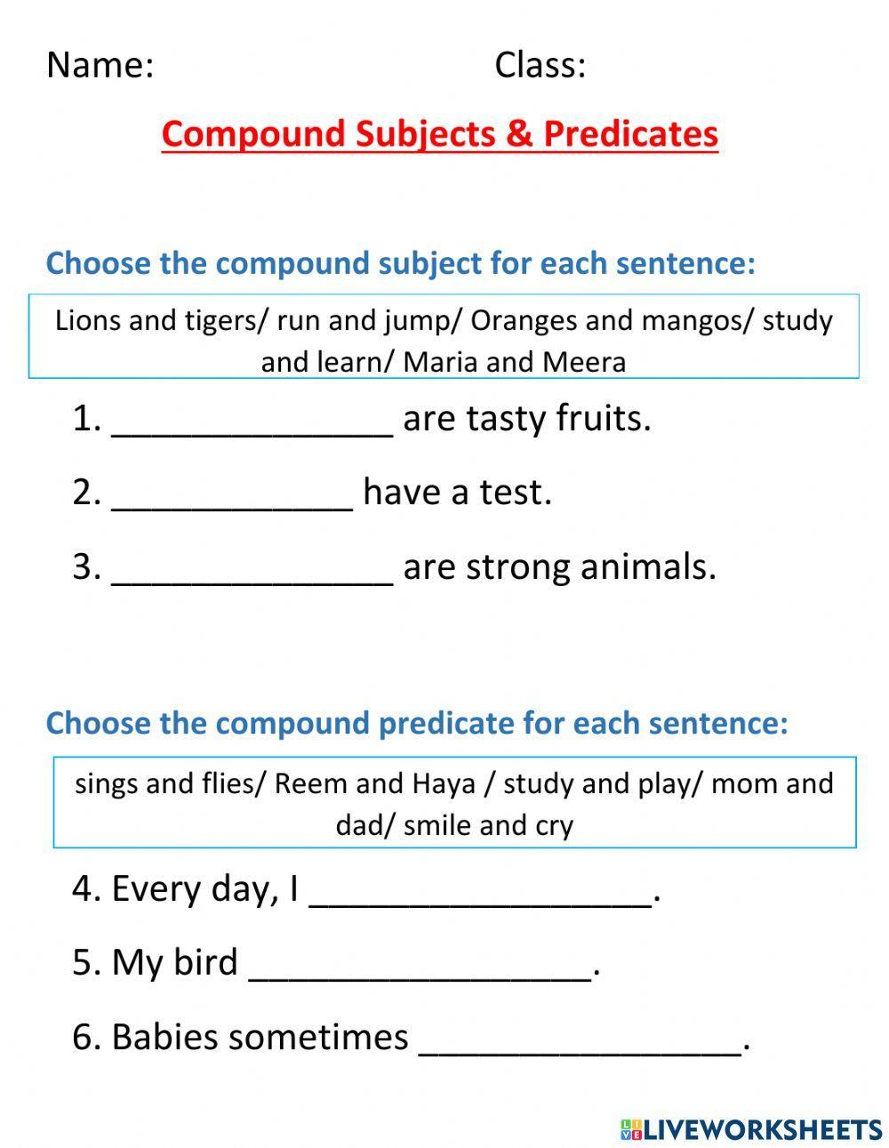 Compound Subjects and Predicates | Omnya Mahoud