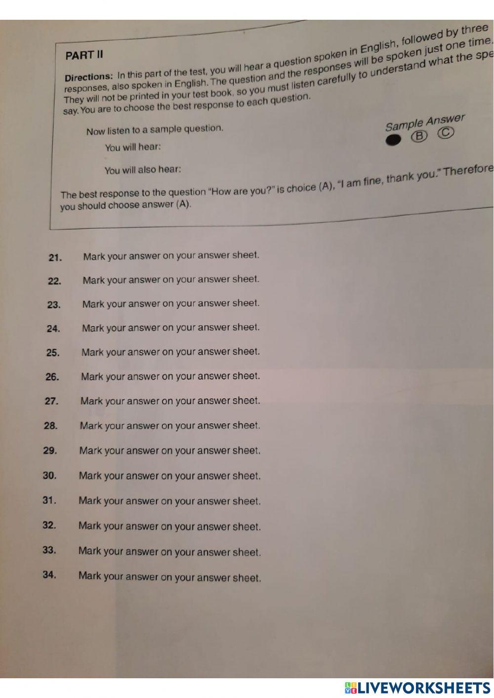 Toeic worksheet for TOEIC | Live Worksheets