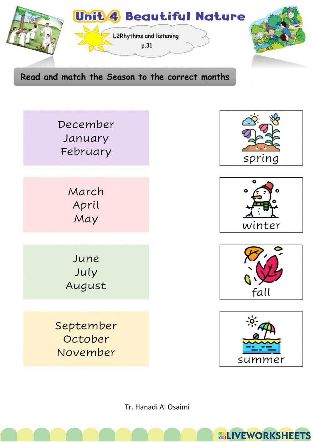 Seasons and months | LiveWorksheets | 1737174