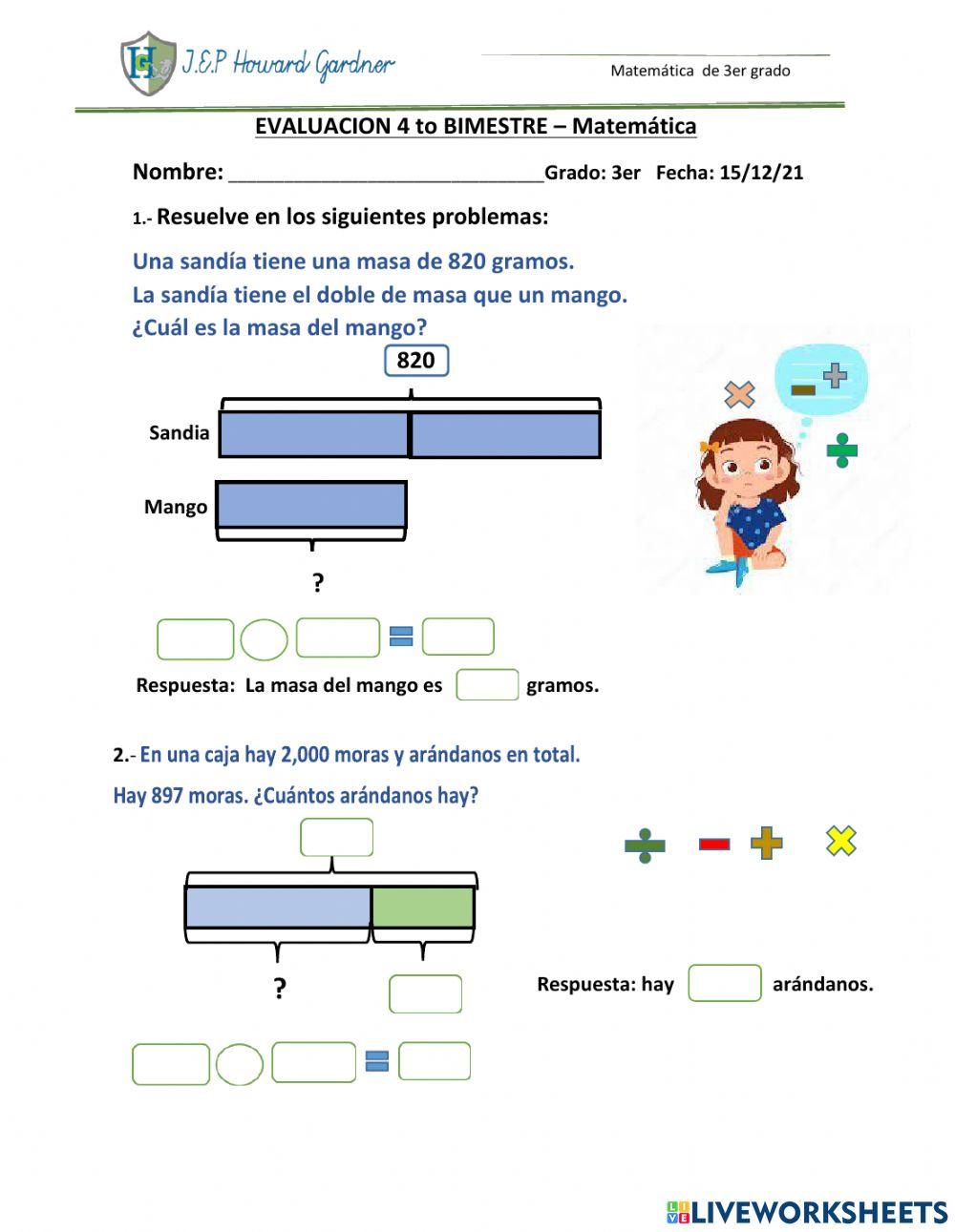 Examen de matem… | Free Interactive Worksheets | 1737964