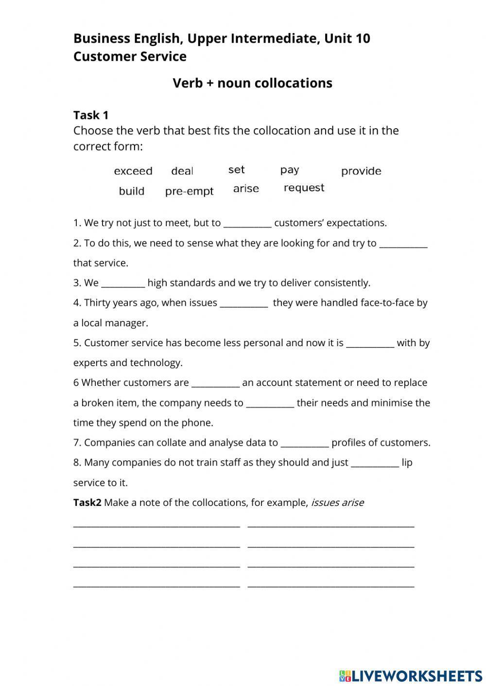 Customer Servic… | Free Interactive Worksheets | 1737990