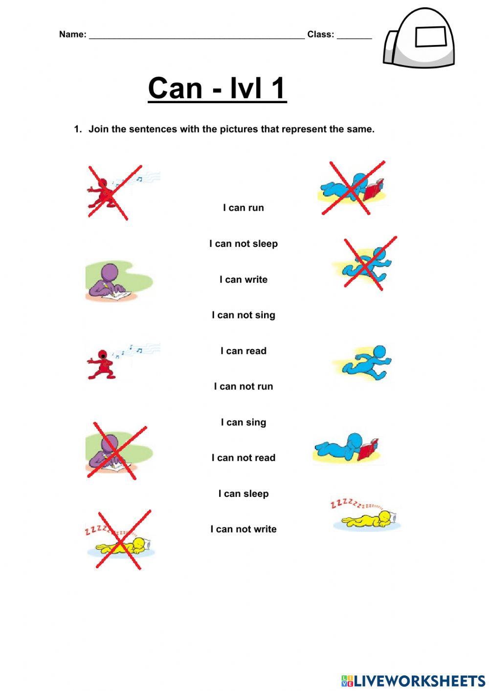 Can - lvl 1 worksheet | Live Worksheets
