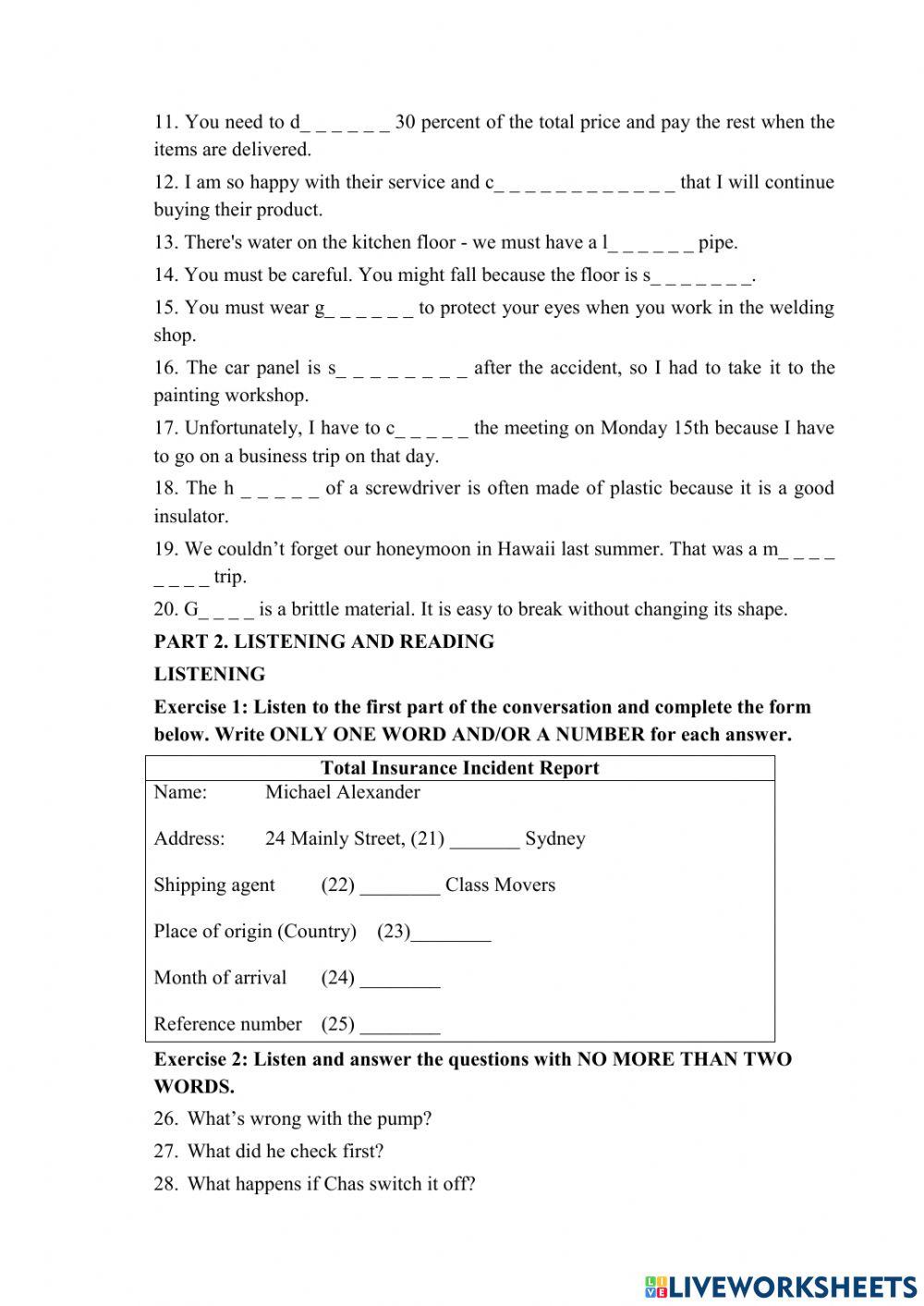 Trial final test - Mechanical Engineering 3 worksheet | Live Worksheets