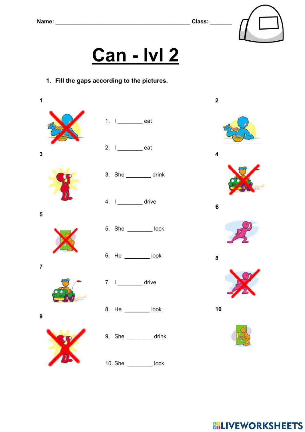 Can - lvl 2 worksheet | Live Worksheets