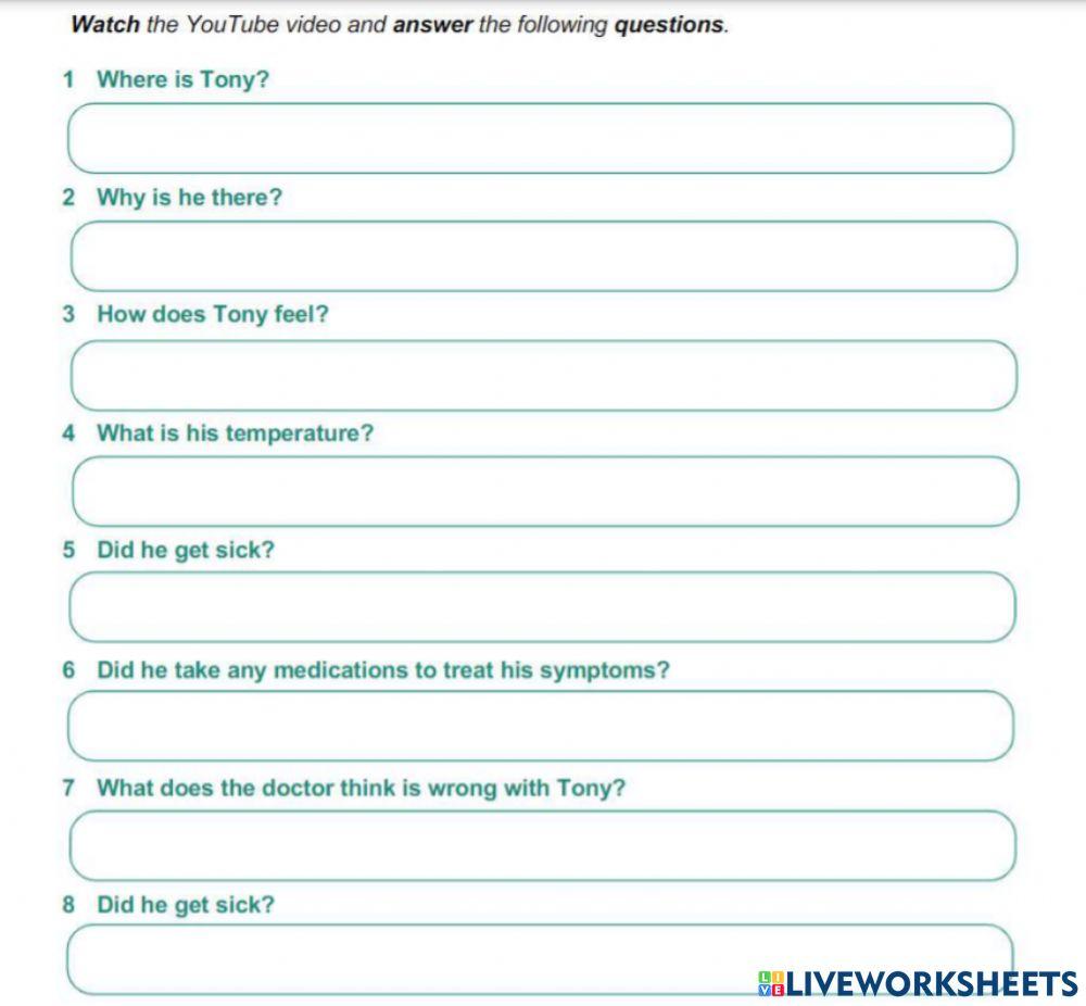 At the doctor's office 1 worksheet | Live Worksheets
