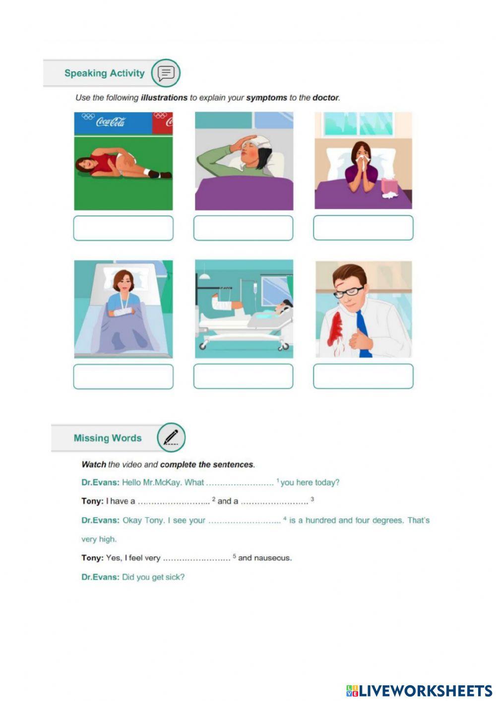 At the doctor's office 2 worksheet | Live Worksheets