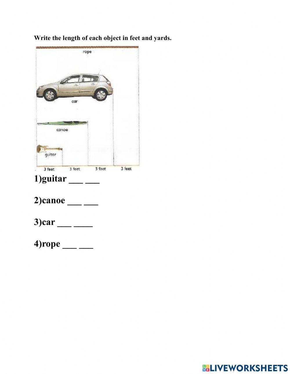 Measurementy in yard worksheet | Live Worksheets