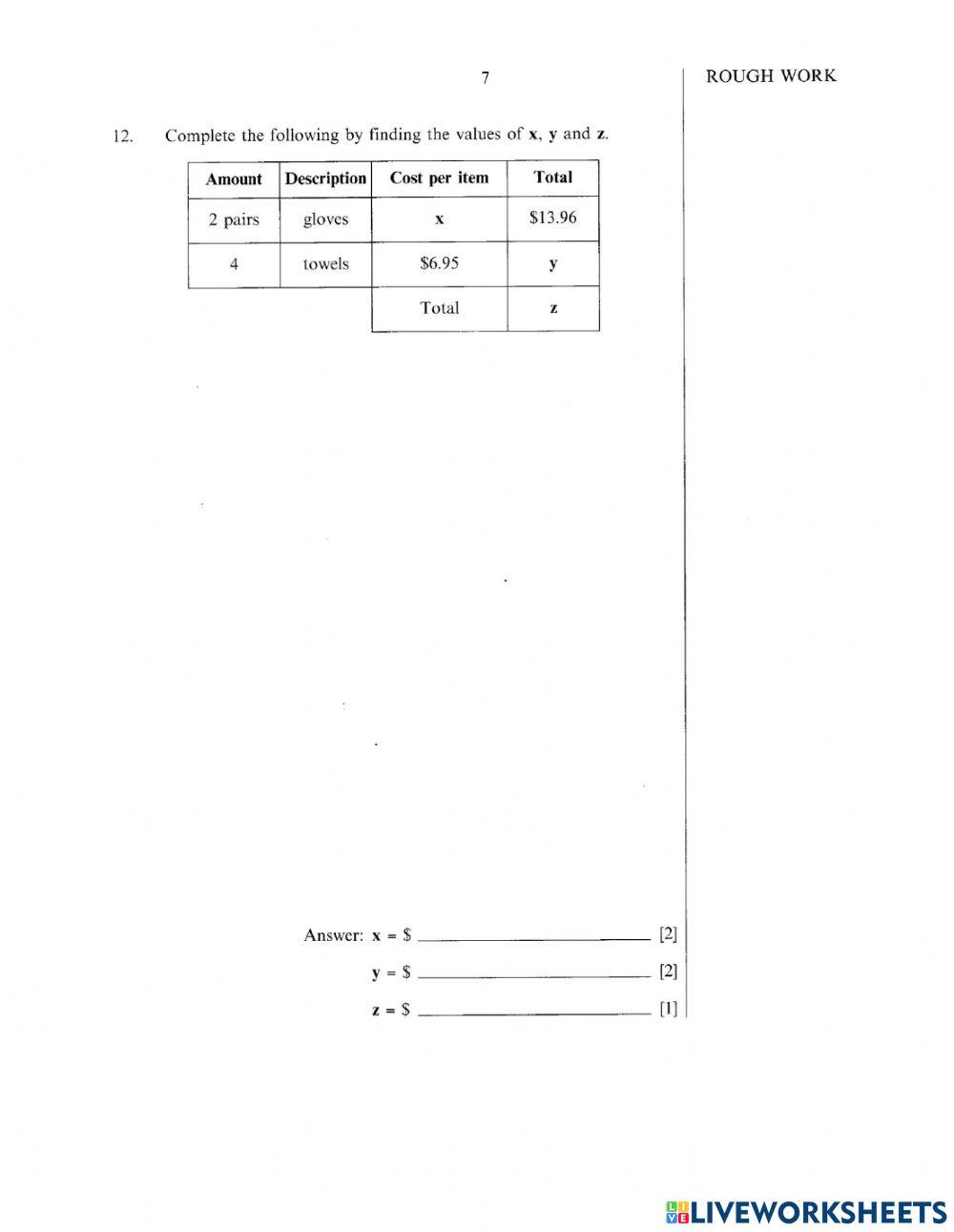 2004 BJC Math Paper 2 online exercise for | Live Worksheets