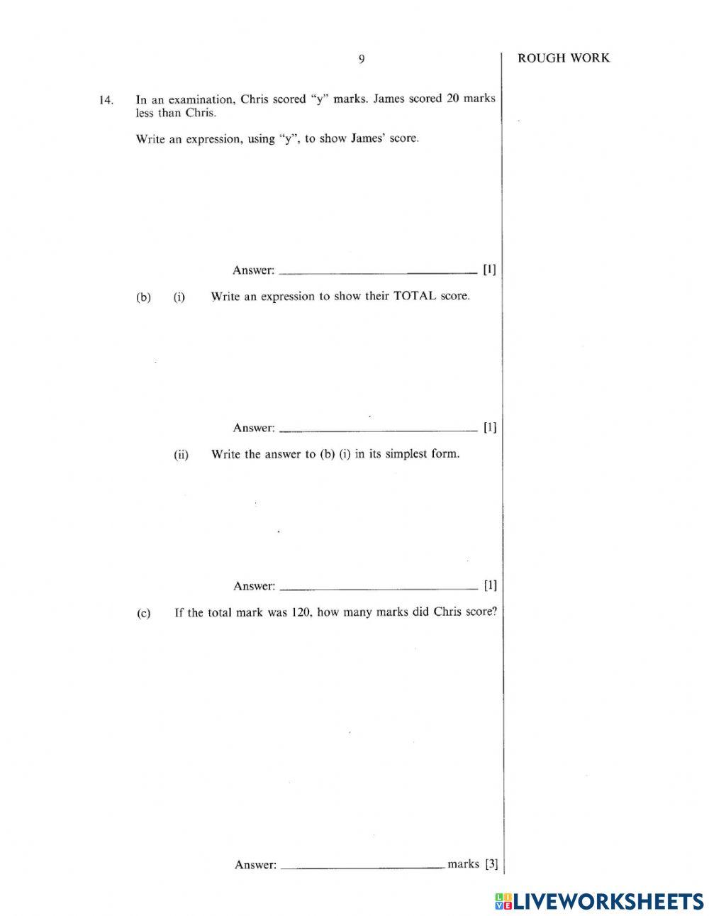 2004 BJC Math Paper 2 online exercise for | Live Worksheets