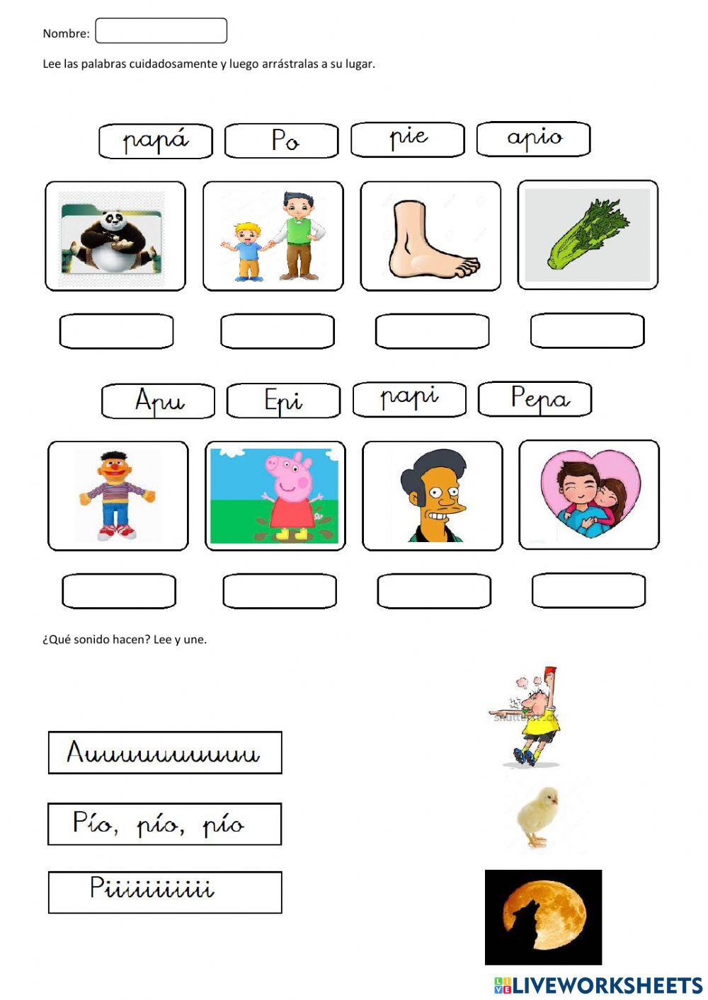 Ejercicios letra -p- worksheet | Live Worksheets