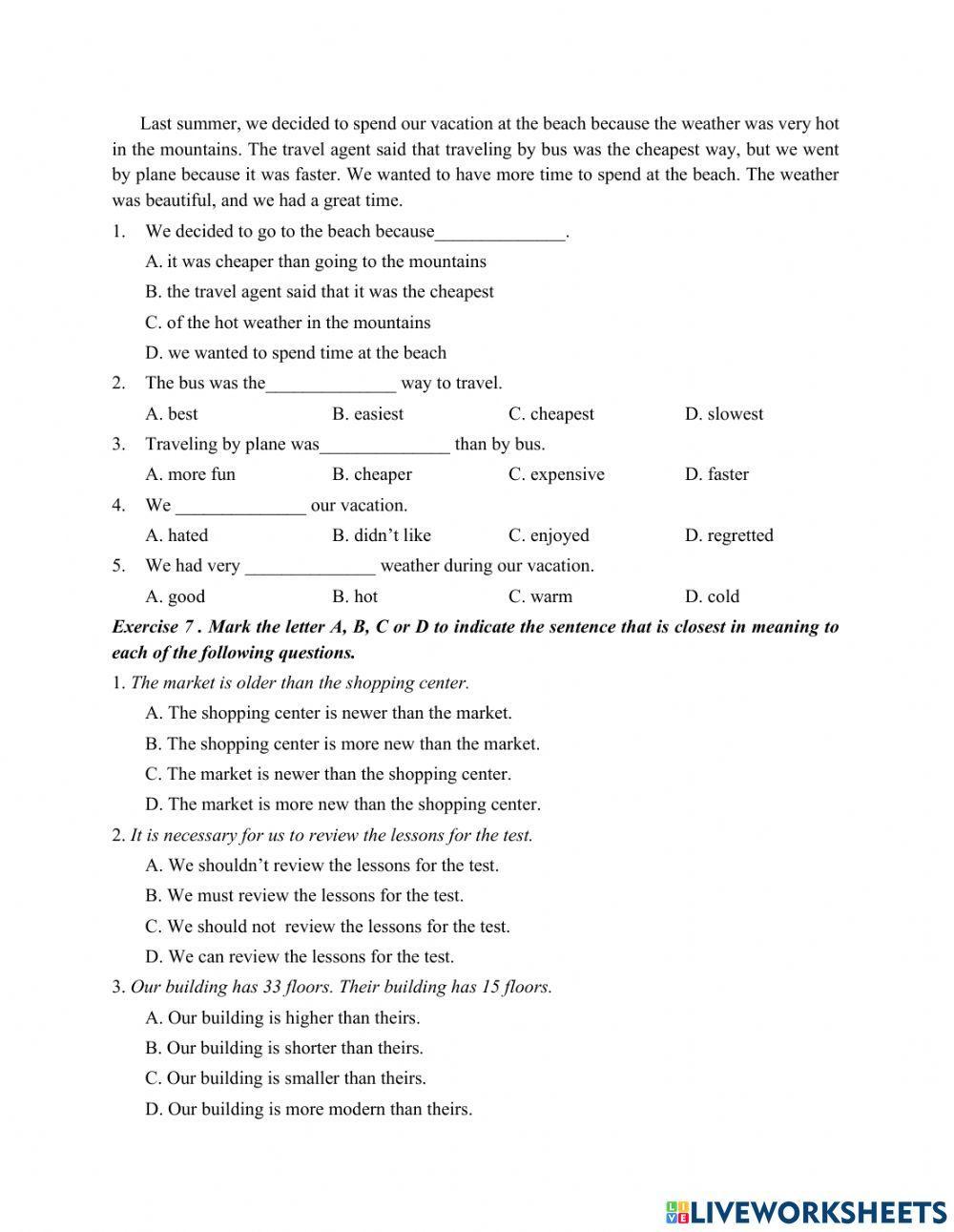 Revision (Grade… | Free Interactive Worksheets | 1739288