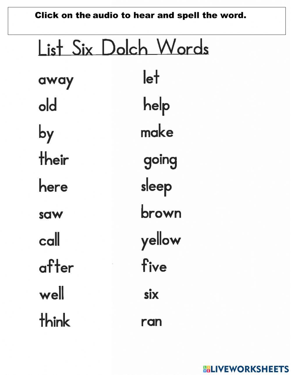 Spelling list worksheet for 2 | Live Worksheets