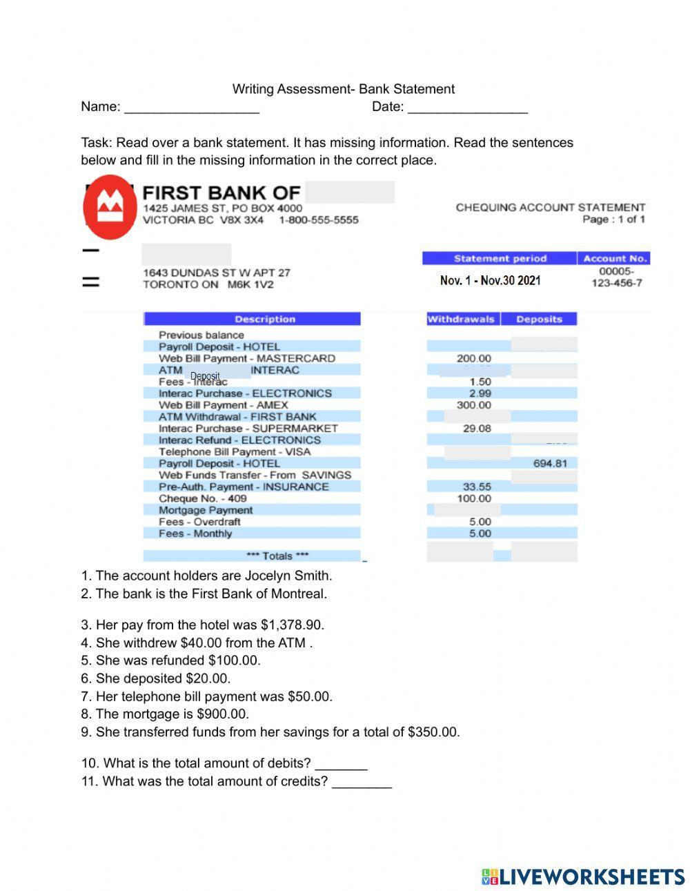 1739424 | Bank Statement | TeacherErin01