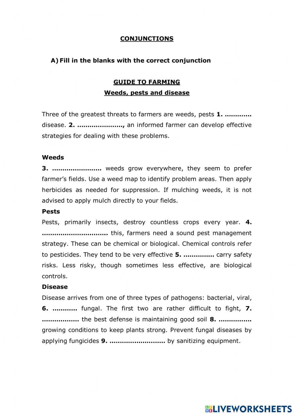Weeds, pests an… | Free Interactive Worksheets | 1739516