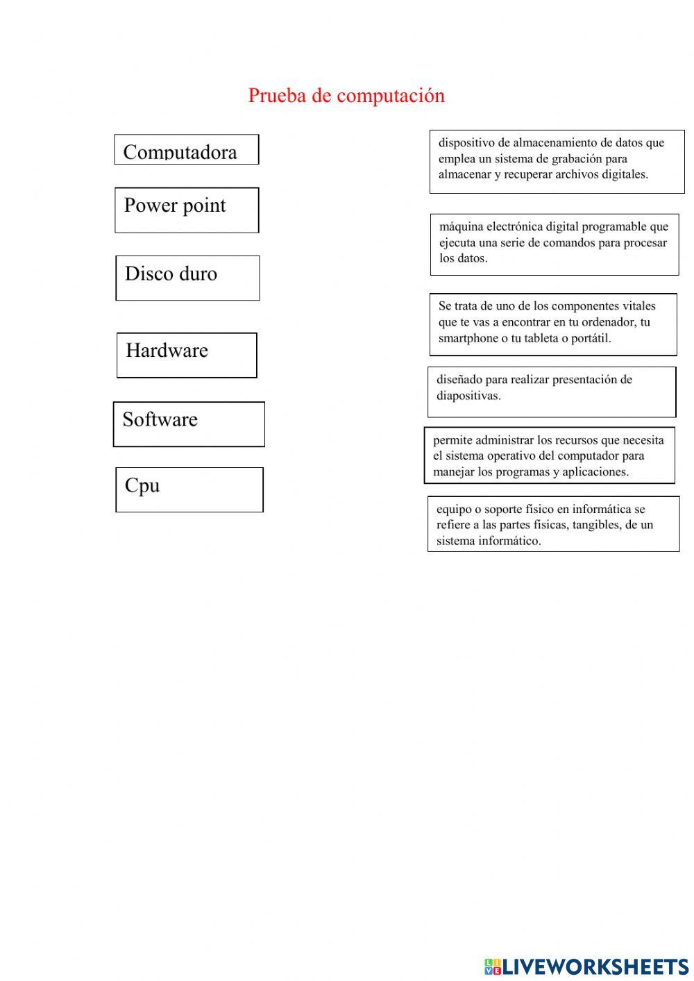 Computación interactive activity for 7 | Live Worksheets