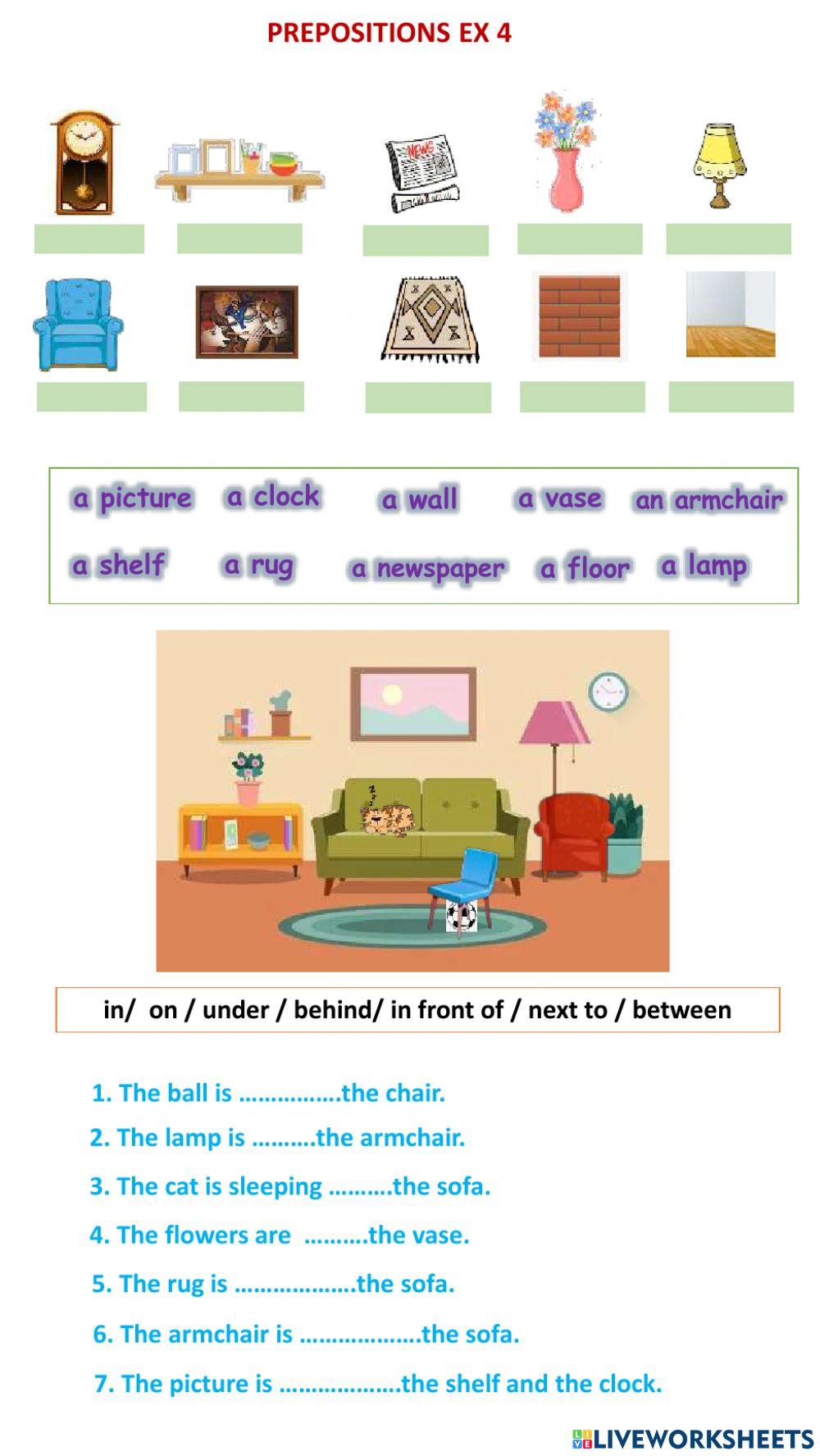 Prepositions of place ex 4 worksheet | Live Worksheets
